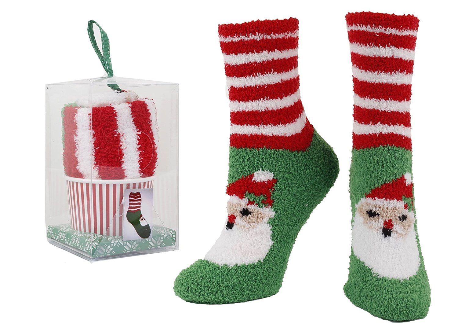 Gift Box Santa Women's Christmas Holiday Slipper Socks - Walmart.com
