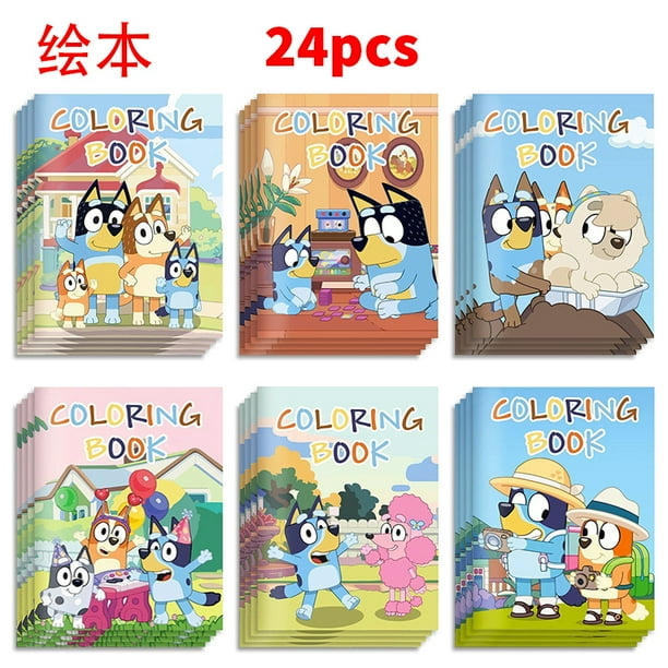 Bluey-Libro de colorear para niños, 6/12/24 piezas, dibujos animados ...