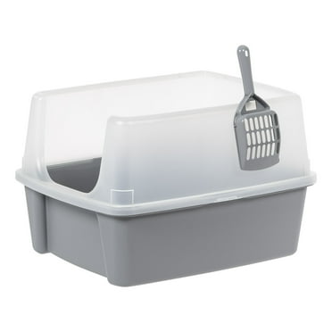 PrettyLitter Linnea Round Open Top Cat Litter Box with Non-Stick ...