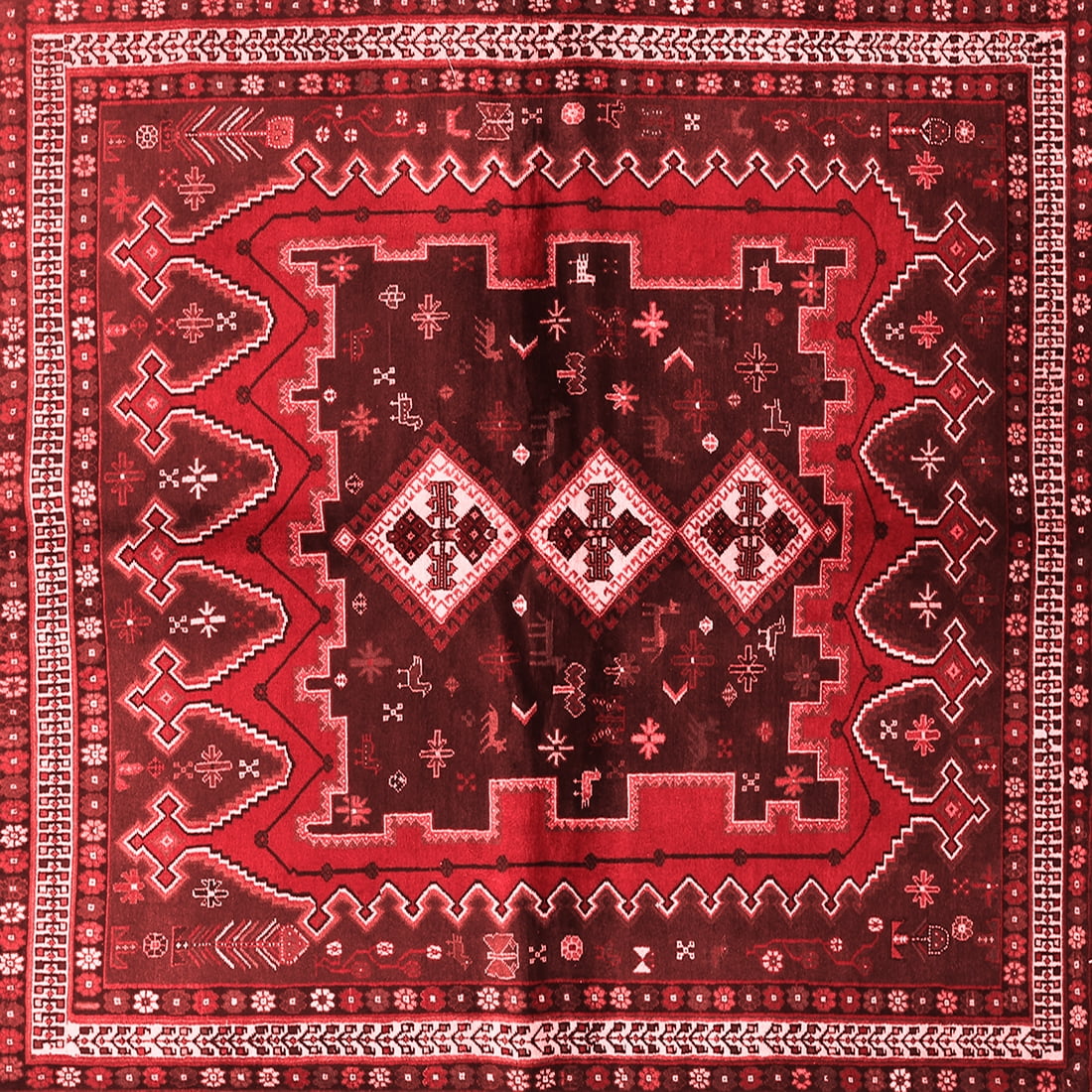 Ahgly Company Indoor Square Persian Red Traditional Area Rugs, 6 ...