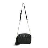 Daisy Rose Quilted Crossbody Handbag with Tassel - PU Vegan Leather ...