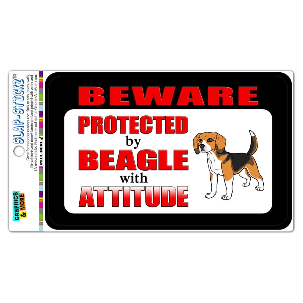 Beware Protected by Beagle with Attitude SLAP-STICKZ(TM) Automotive Car ...