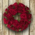 15" Velvet Red Rose Wreath - Walmart.com