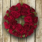 15" Velvet Red Rose Wreath - Walmart.com
