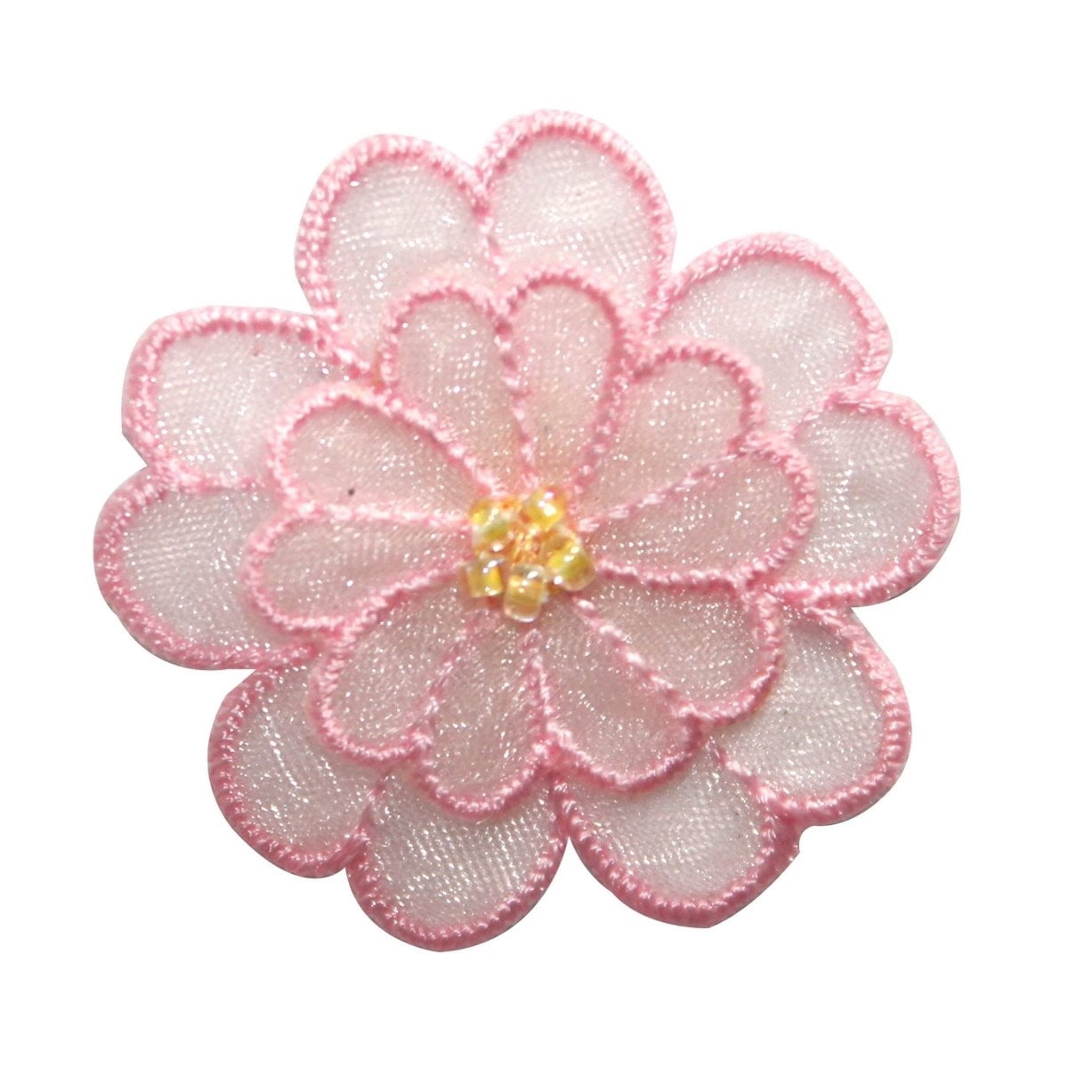 ID 8655 Pink Flower Blossom Patch Craft Garden Bead Embroidered Iron On ...