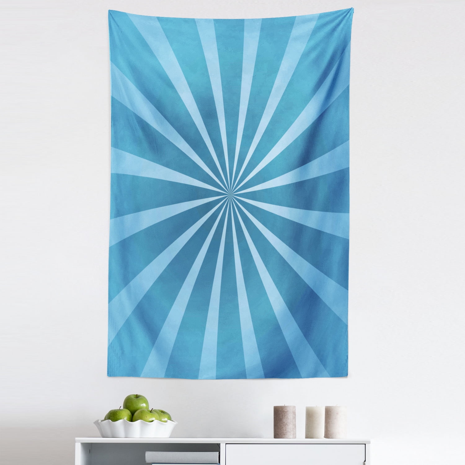 Vintage Blue Tapestry, Hypnotic Radial Pattern with Blue Ombre Style ...