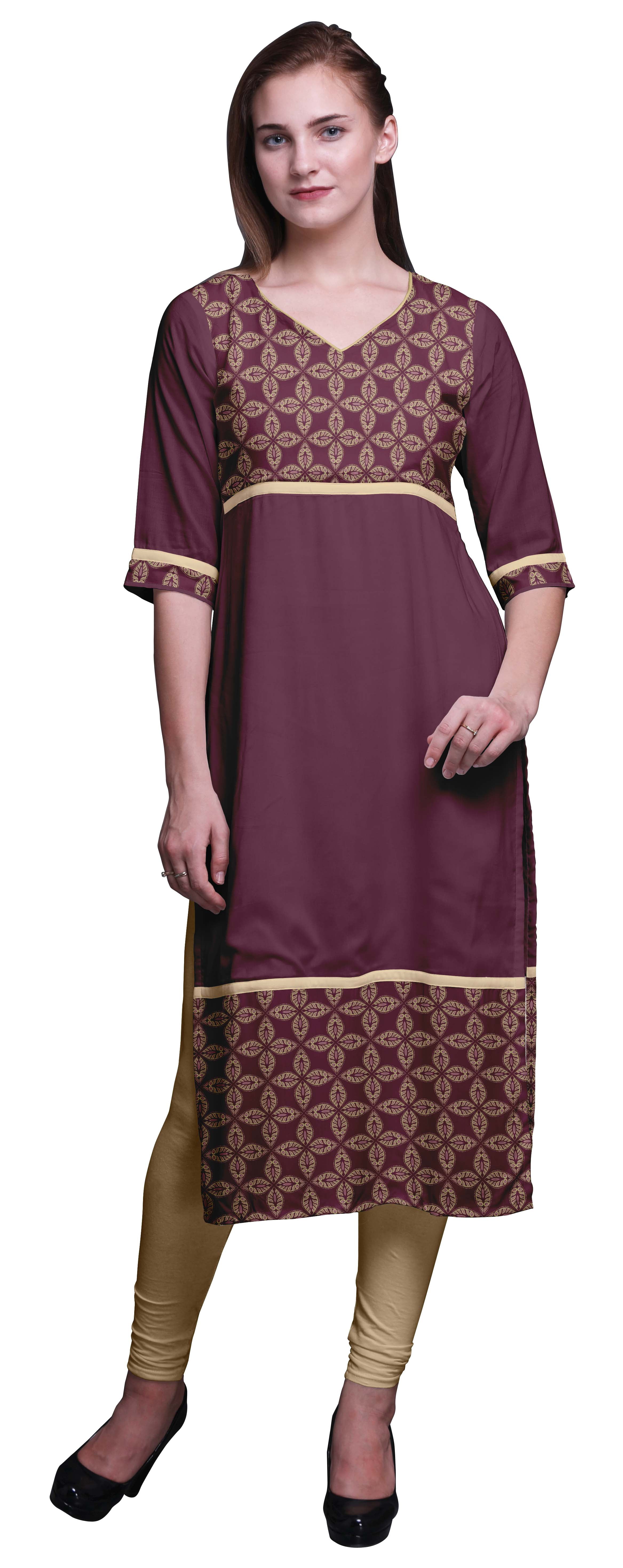 Bimba Panel Straight Kurtis For Women Long Kurti Dress Printed Indian ...