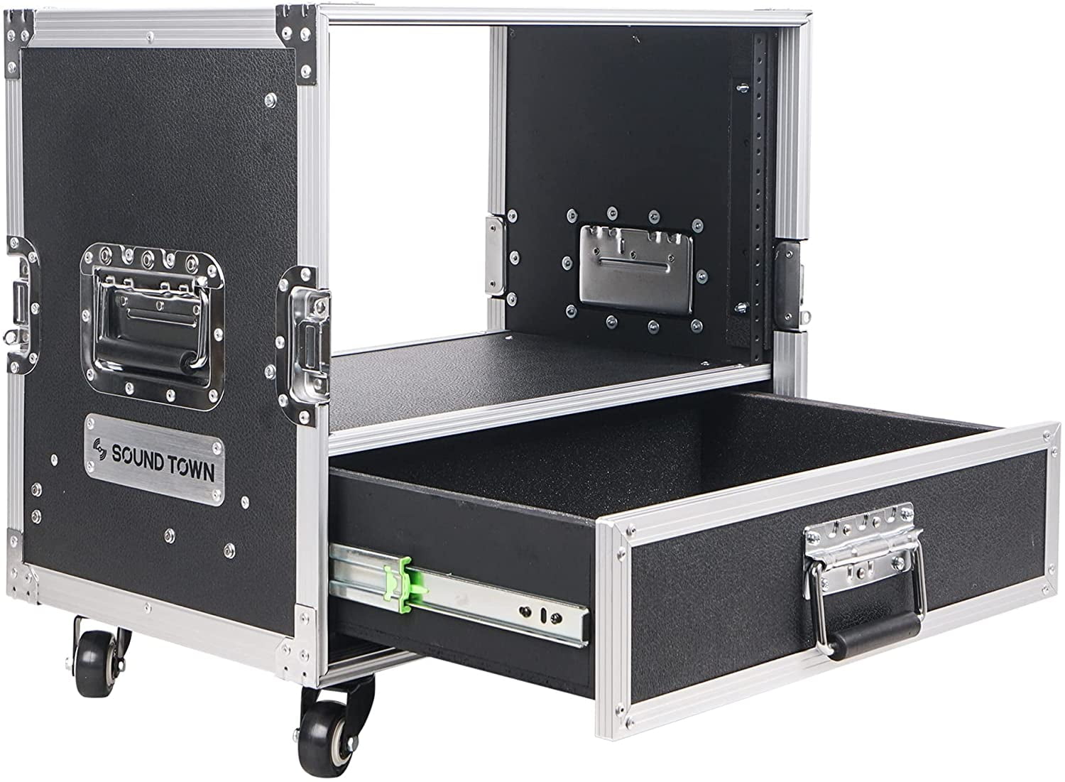 Sound Town 6U Rack Case with 2U Rack Drawer, Casters, for 19" Amps ...