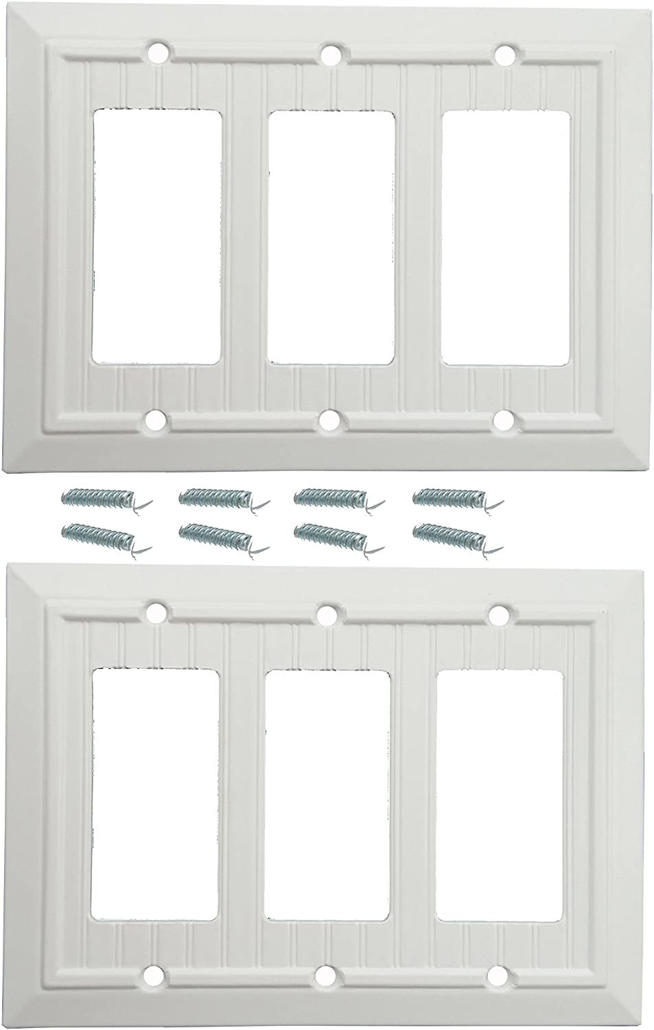 Sleeklighting 2 Pack Classic White Beadboard Outlet Covers | 3 Gang ...