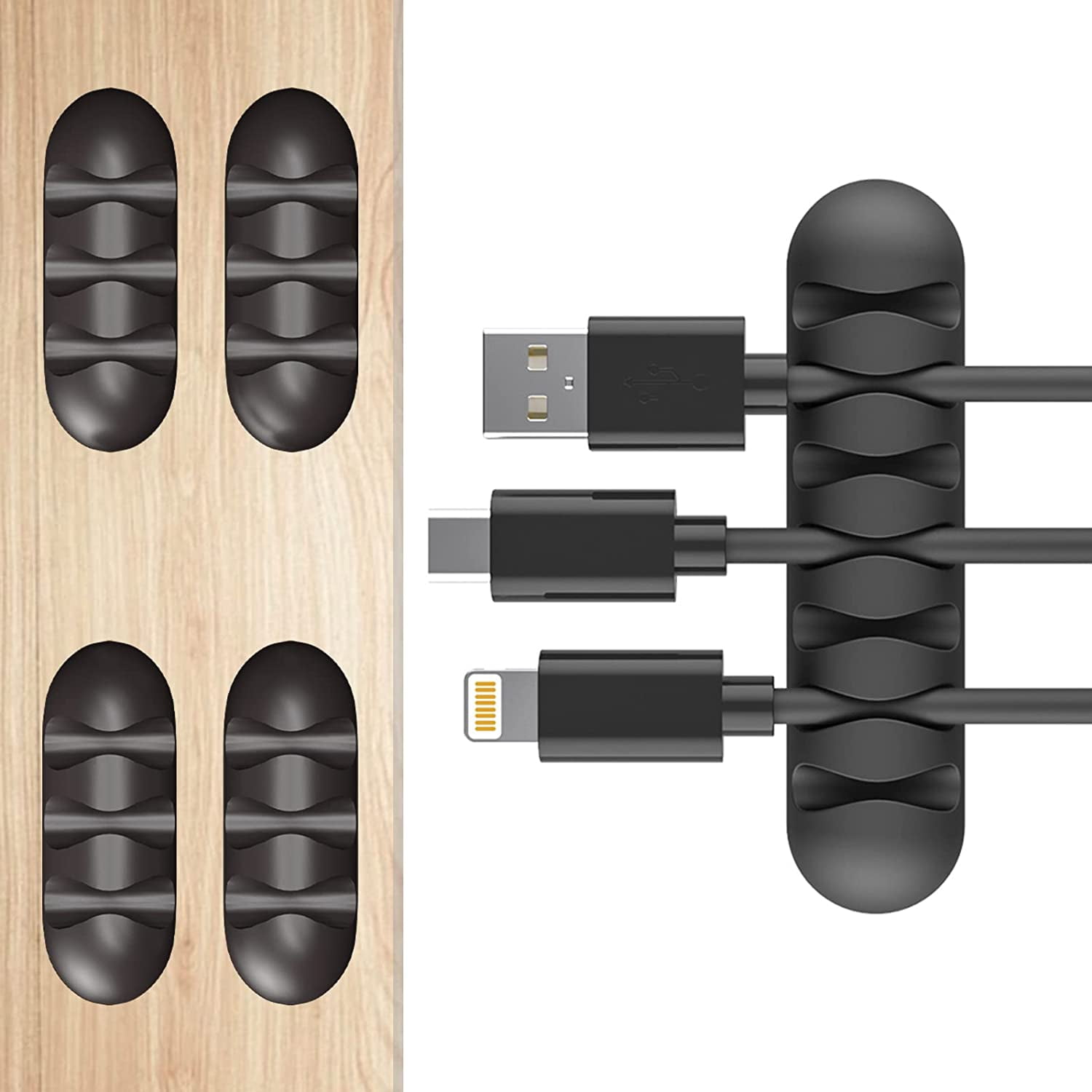 5 Pack Cable Holder Desk Clip Black Adhesive Cord Holders Adhesive Car ...