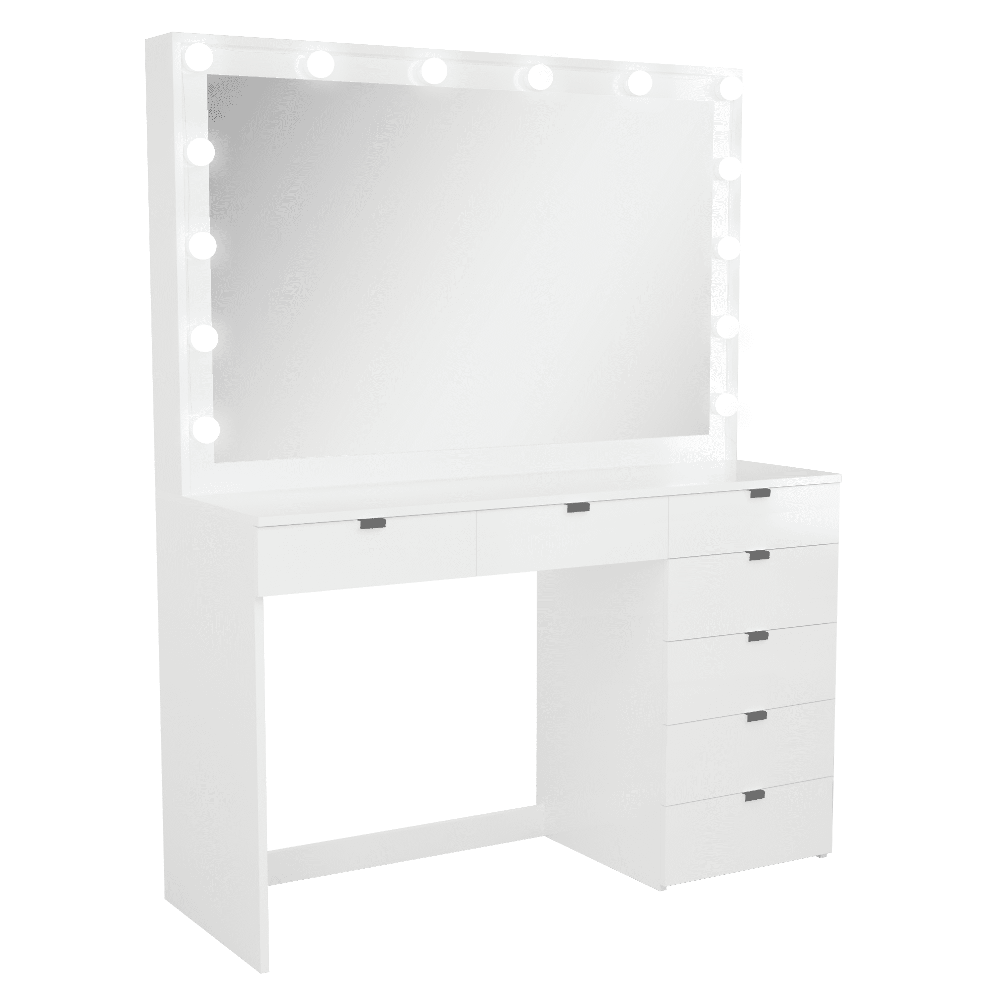Ember Interiors Peggy Modern White Painted Vanity Table, Lights, USB ...