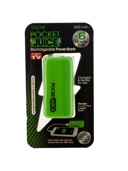 Green Pocket Juice Rechargeable Power Bank With Usb Cable, 5 Count ...