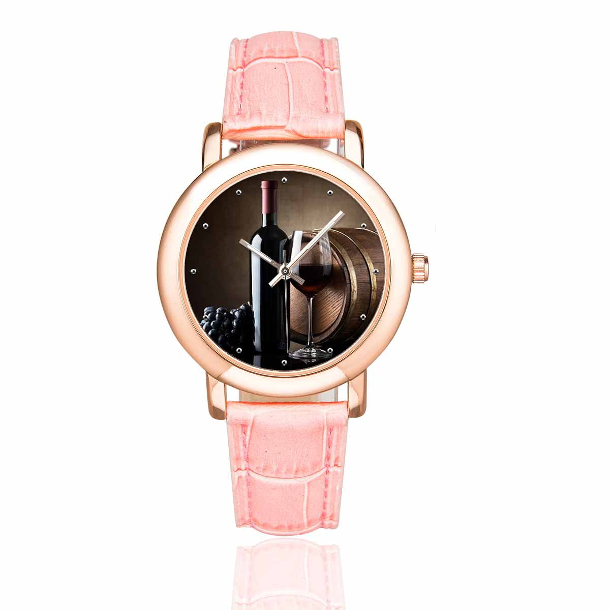 SUNENAT Funny Red Wine Bottle and Wooden Barrel Women's Rose Gold ...