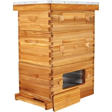 8 Frame Beehive Deep Brood Box with Window, Langstroth Bee Hive Box Kit ...