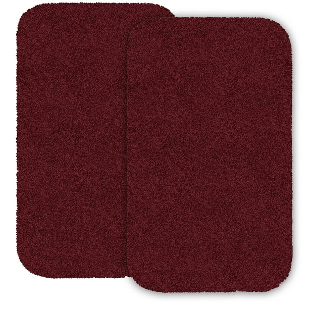 Mainstays Basic 2 Piece Bath Rug Set, 19.5" x 32" & 23" x 38", Merlot ...