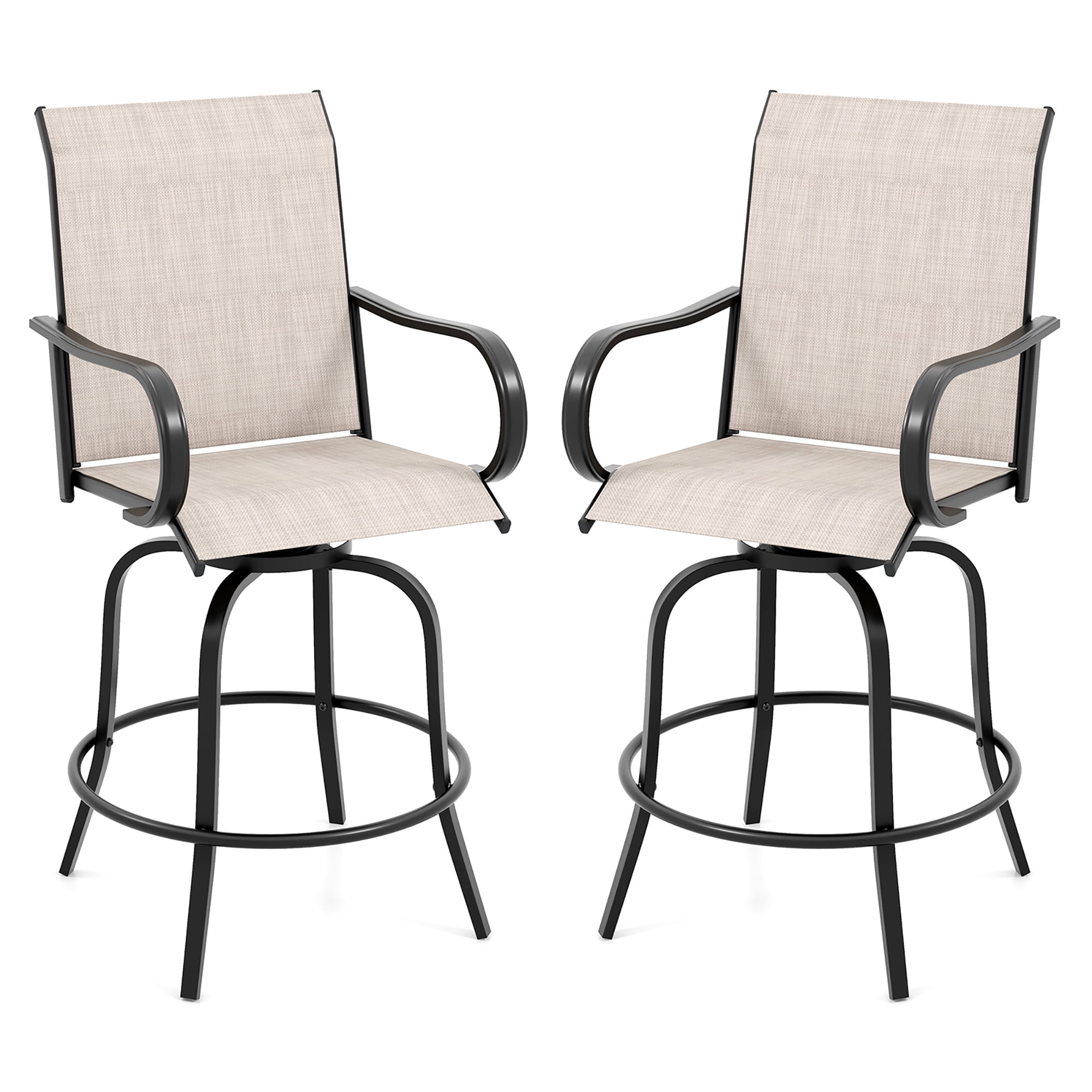 Click here for Gymax Outdoor Swivel Bar Stool Set Of 2 W/Breathab... prices