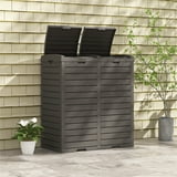 Gymax 62 Gallon Outdoor Trash Can, Dual-Bin, Weatherproof PP, Drip Tray ...