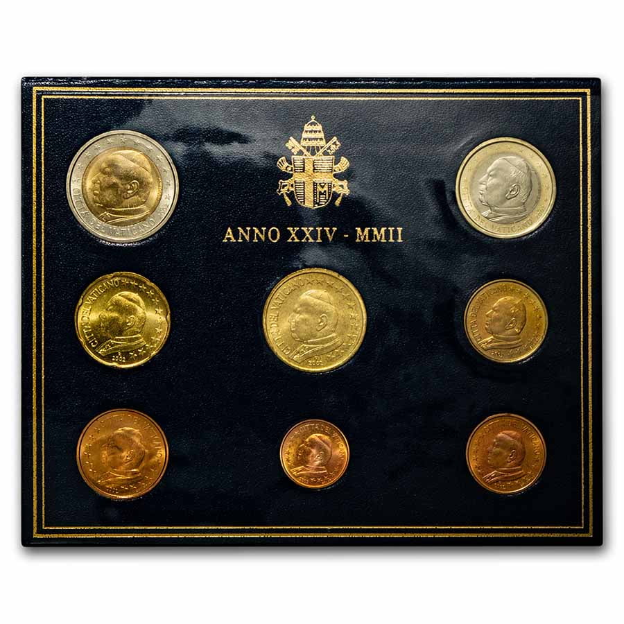 2002 Vatican City 1 Cent-2 Euro 8-Coin Euro Set BU - Walmart.com