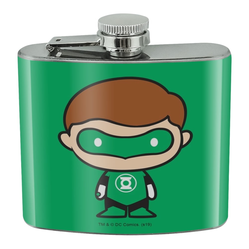 Green Lantern Cute Chibi Character Stainless Steel 5oz Hip Drink Kidney ...