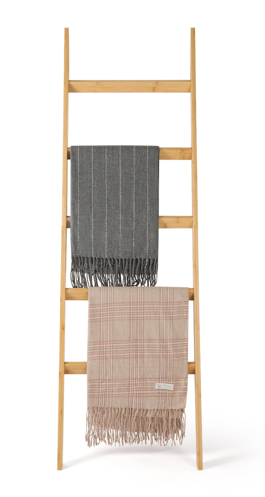 Colicyfe Tower Racks-5 Tier Blanket Ladder Bamboo Quilt Ladder Shelf ...