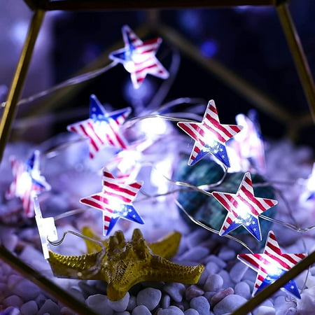 Red White And Blue String Lights 4th Of July Patriotic Independence Day ...