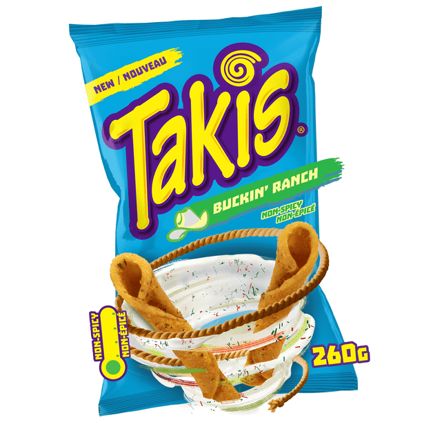 Takis Buckin' Ranch, Ranch Flavored Rolled Tortilla Chips, 260 g ...