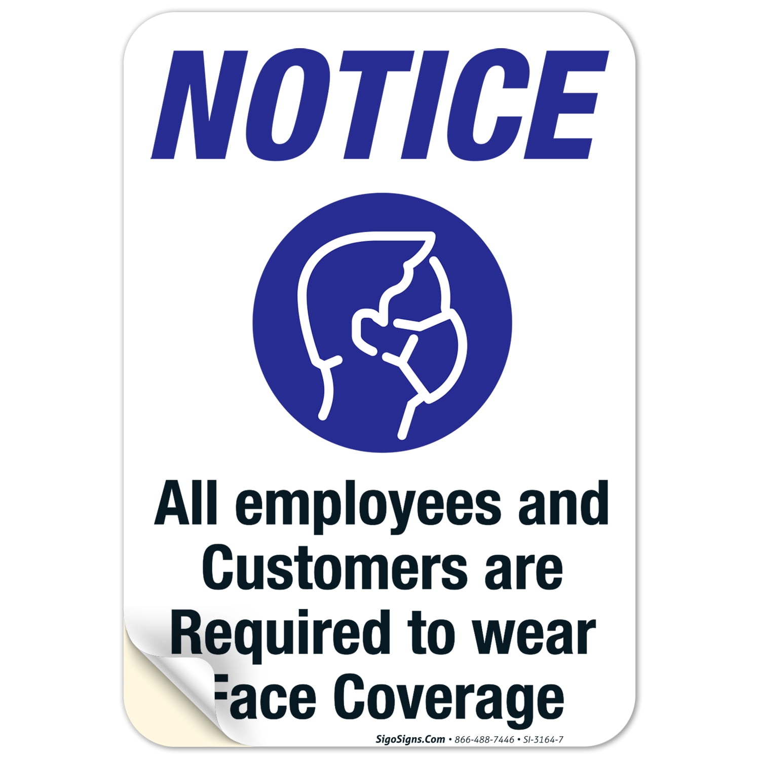Face Mask Signs For Businesses Bilingual, 10x7 Vinyl Sticker - Walmart.com
