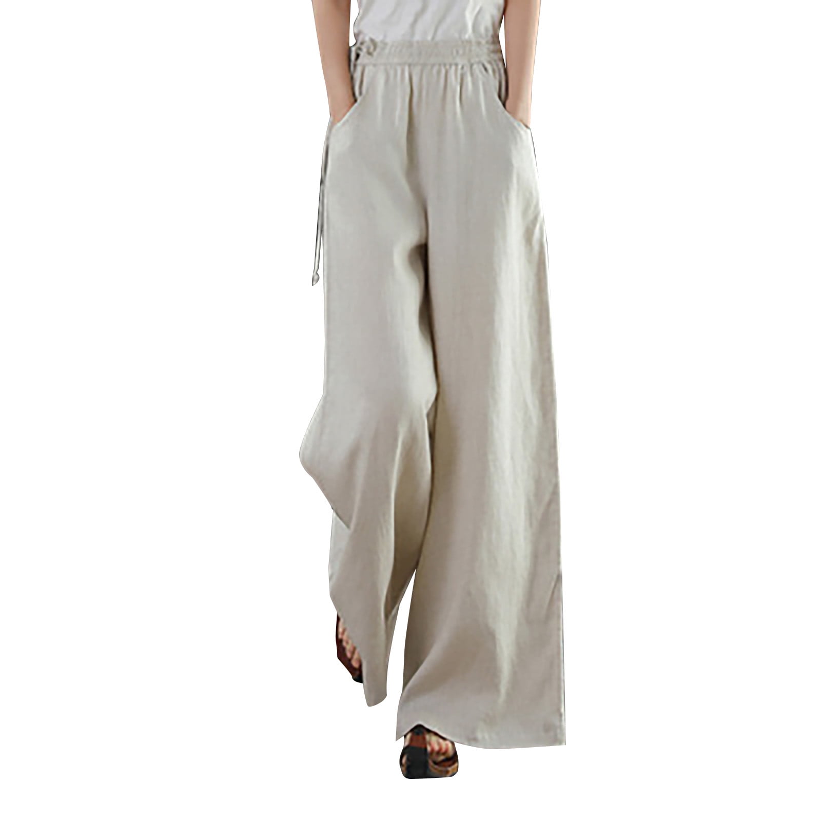 Click here for Faiwad Womens Cotton Linen Pants Summer Wide Leg P... prices