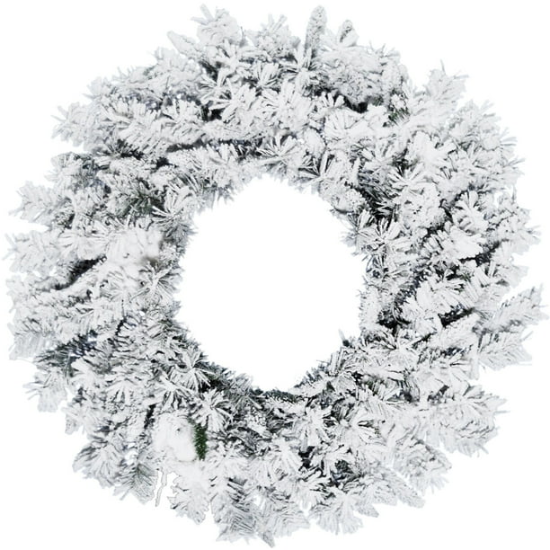 Christmas Time 24-In. White Pine Snowy Wreath - Walmart.com