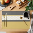 Abstract Yellow Cotton Linen Placemats Set of 1, Grey Stripes Moroccan ...