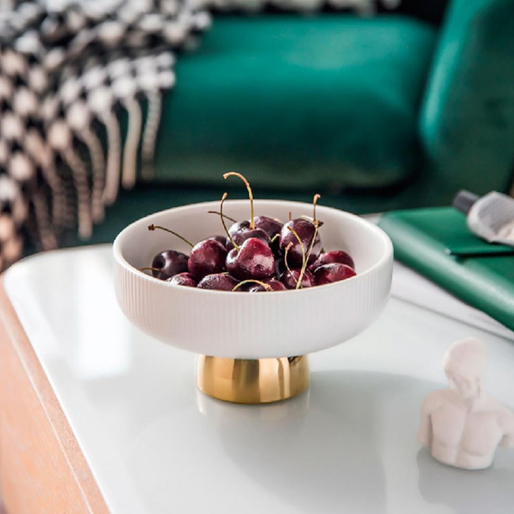 Home Ceramic Fruit Bowl Plate, Ceramic Tall Fruit Plate Ceramic Fruit ...