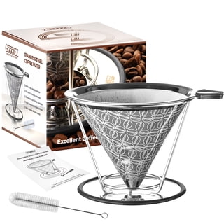 Fino Pour-Over Coffee Brewing Filter Cone, Number 4-Size, Red, Brews 8 ...
