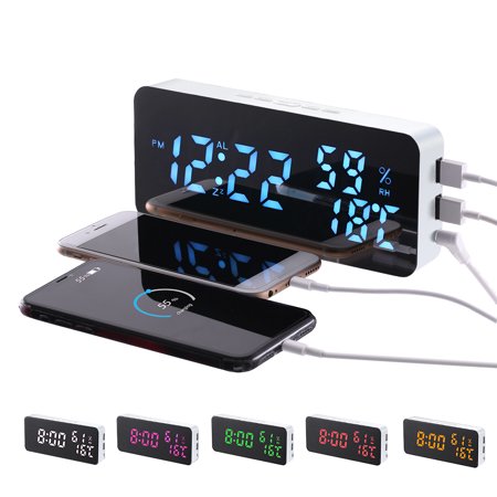 Digital Mirror Alarm Clock 115 RGB 3 Time Displays Luminance Adjustment ...