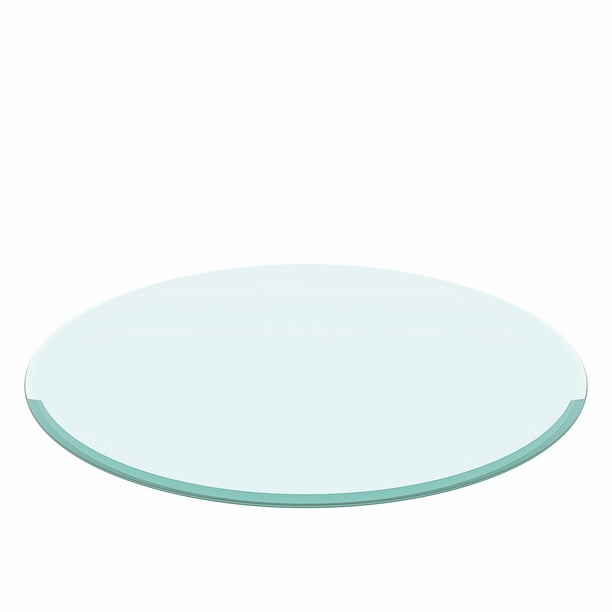 Topcobe 24 Inch Round Glass Table Top - Tempered - 3/8" Thick- Beveled ...