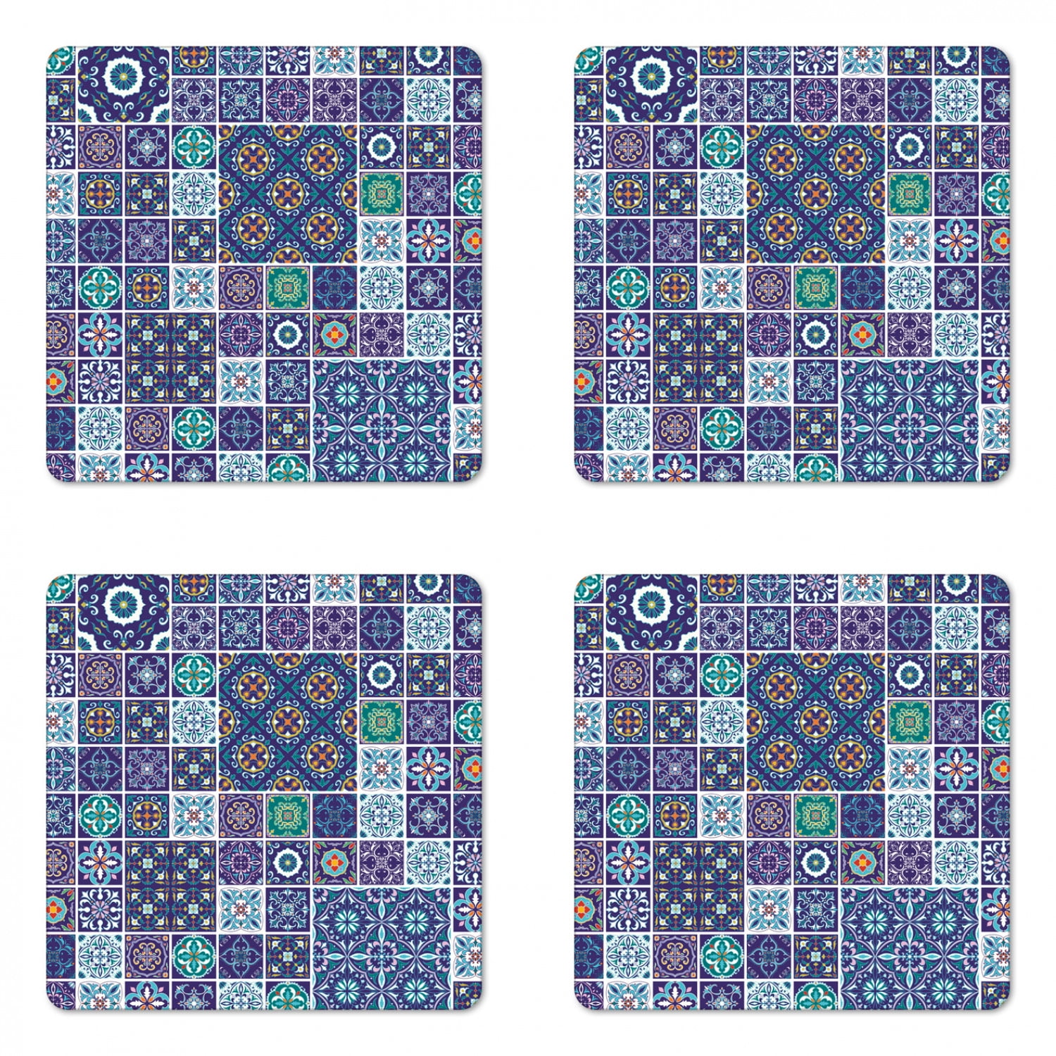 Ethnic Coaster Set of 4, Traditional Mosaic Azulejo Portuguese Cultural ...