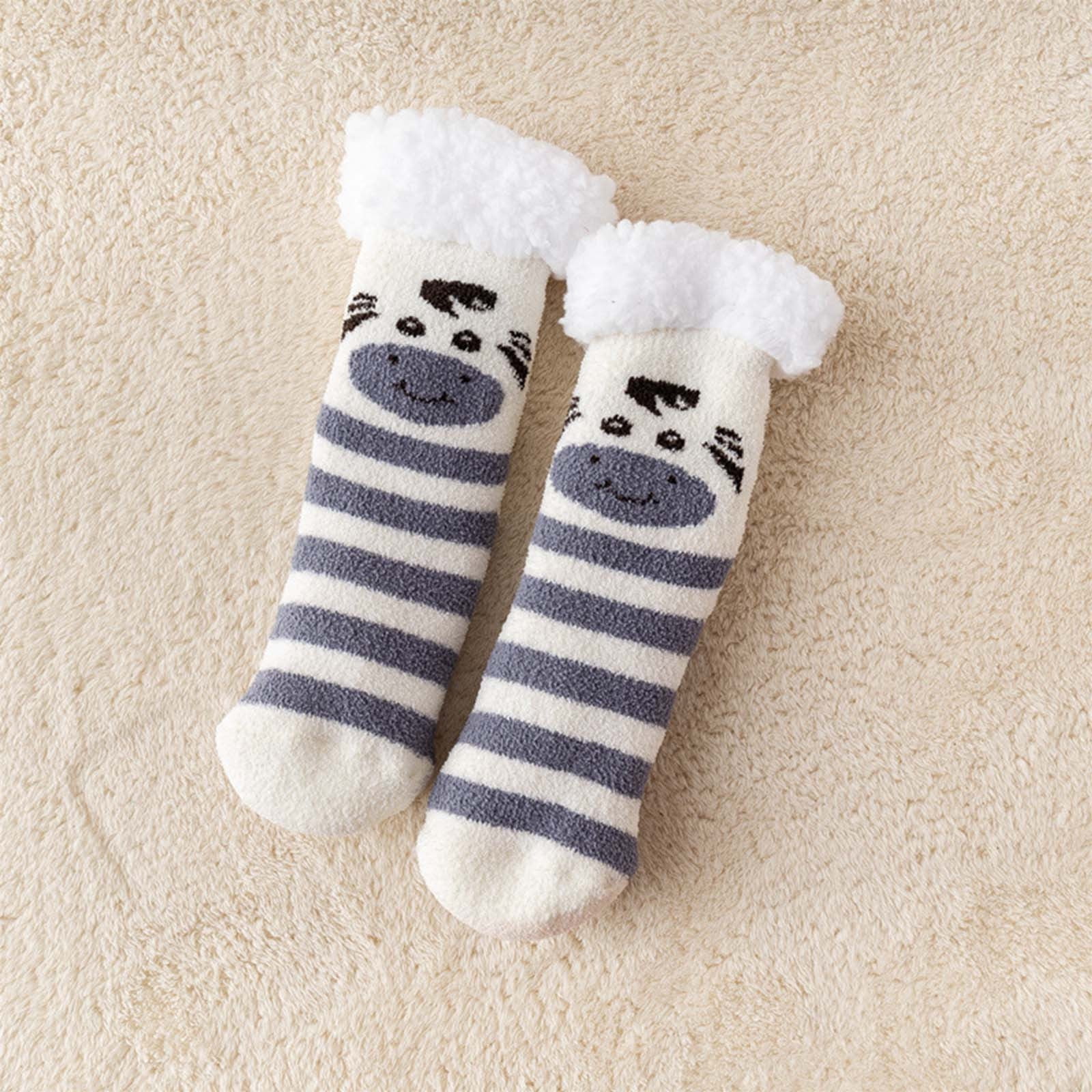 Dyfzdhu Women Cute Style Lamb Velvet Socks Autumn Winter Home Plus ...
