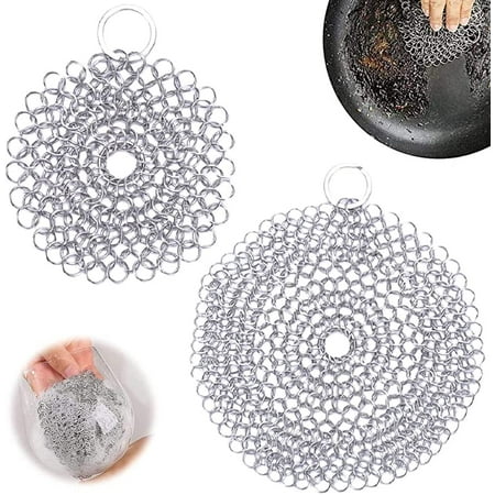 YERDGARY Round Cast Iron Cleaner,2 Pieces Stainless Steel Cast Iron ...