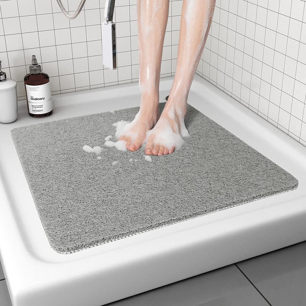 MontVoo Loofah Shower Mat 24"x24" Non Slip Bathtub Mat PVC Quick Drying ...