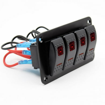 4 Gang Car Marine Boat Caravan LED Switch Panel Breaker Professional ...