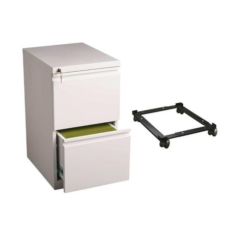 2 Piece Mobile File Cabinet in White and Black Adjustable File Caddy ...