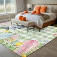 Easter Rabbit Washable Area Rug 8 x 10 ft Watercolor Floral Colored ...