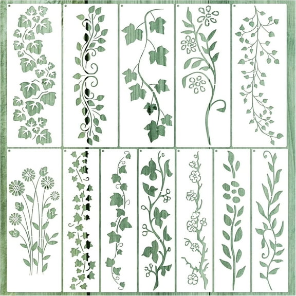 6 PCS Cranes Painting Stencil with 1Pc Plastic Paint Brush 8.3x11.7inch Lotus Flowers Leaves ...