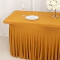 BalsaCircle 6 ft Fitted Gold Premium Spandex Rectangle Tablecloth Wavy ...