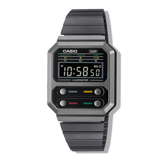 Reloj Casio A100WEGG-1AVT Vintage Cromado Color negro-Gris 41 mm ...