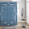 Denim Blue Farmhouse Shower Curtain for Bathroom, Linen Texture ...