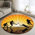 4ft Round Rug Orange Yellow Soccer Area Rugs for Living Room Bedroom ...