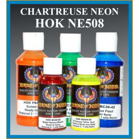 4 oz CHARTREUSE NEON NE508/NE-508 HOUSE OF KOLOR-PAINT Pre Blend Ready ...