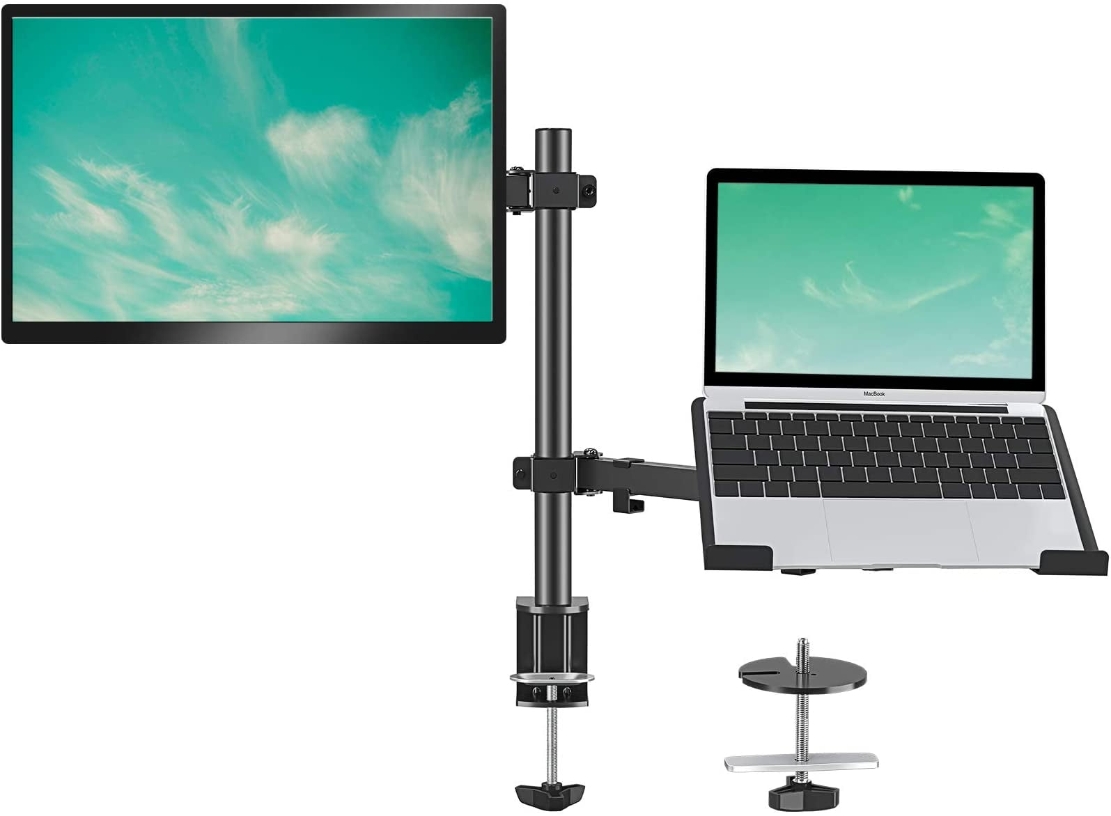 Monitor and Laptop Tray Desk Mount, Adjustable Laptop Monitor Mount ...
