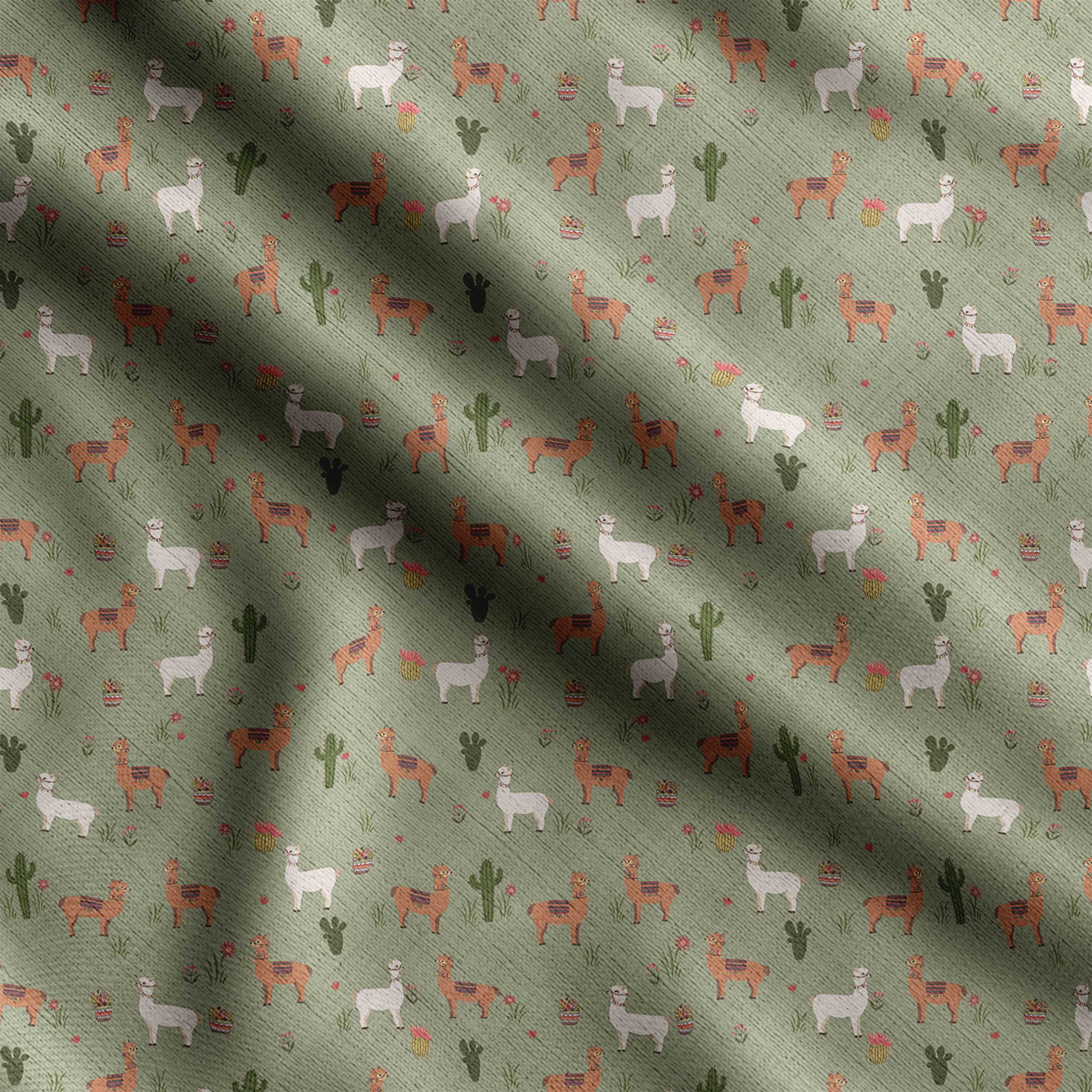 Soimoi Llama Alpaca Print,Cotton Poplin, Sewing Fabric Sold by The Yard ...