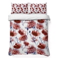 Abstract Red Flowers Chamomile 3 Pieces Quilt Set,1 Quilt with 2 Shams ...